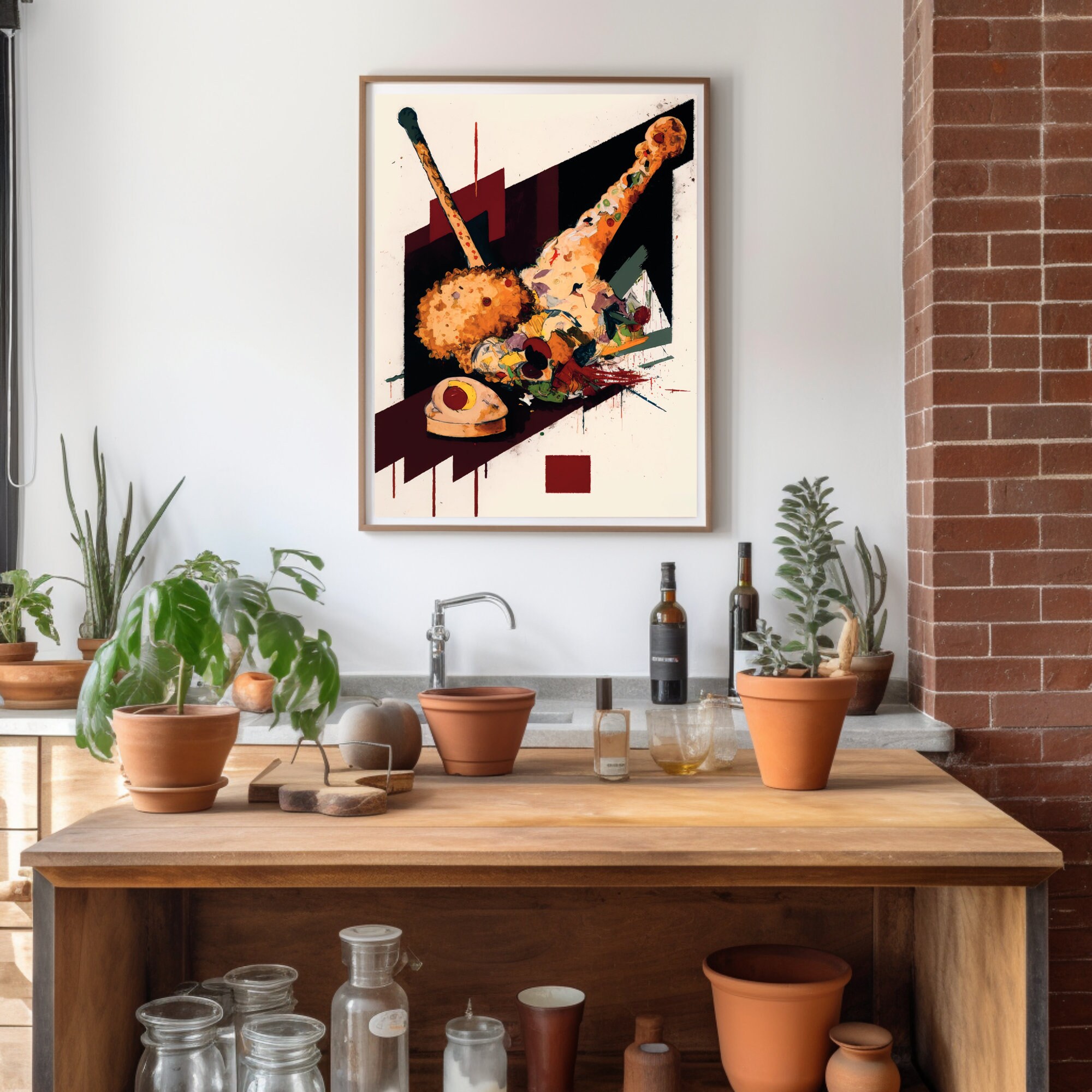 Chicken Joy, Abstract Food Art, Exhibition Poster, Modern Kitchen Art ...