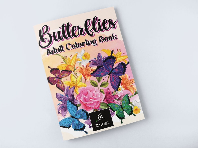 Adult Coloring Book Butterflies Downloadable Pdf Etsy