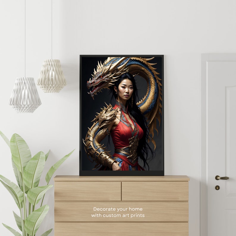 Dragon Queen, Printable Art of a Powerful Woman, Dragon Girl Portrait ...