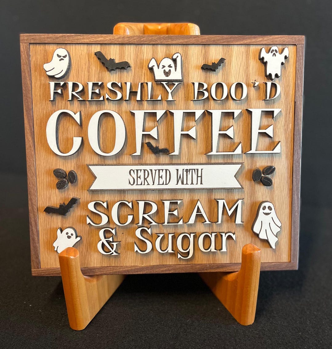 Freshly Boo'd Coffee Served W/ Scream and Sugar Sign, Ghost & Bat ...