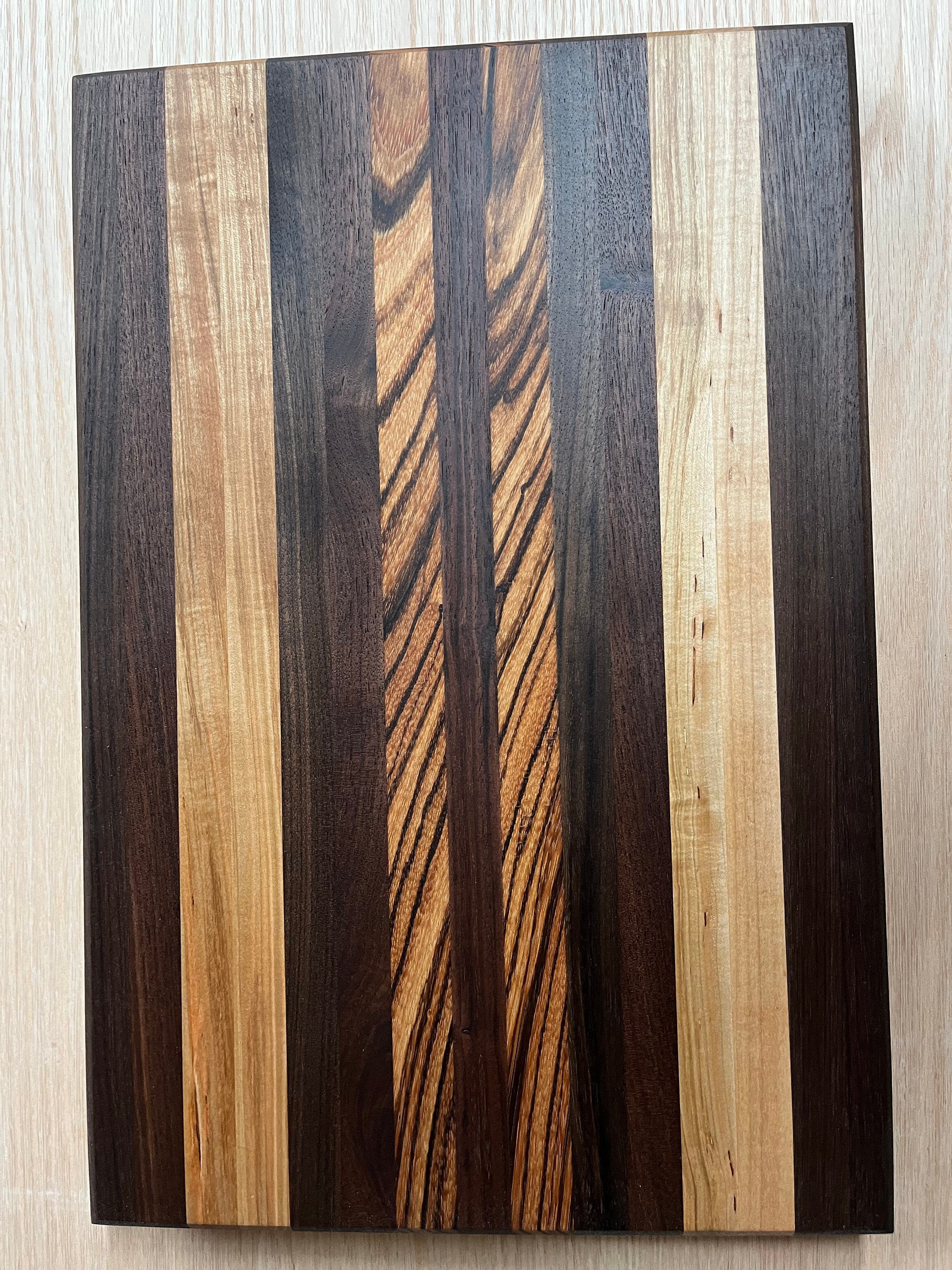 Handcrafted Hardwood Cutting Board Walnut, Maple, Zebrawood 17.75 X 12 ...