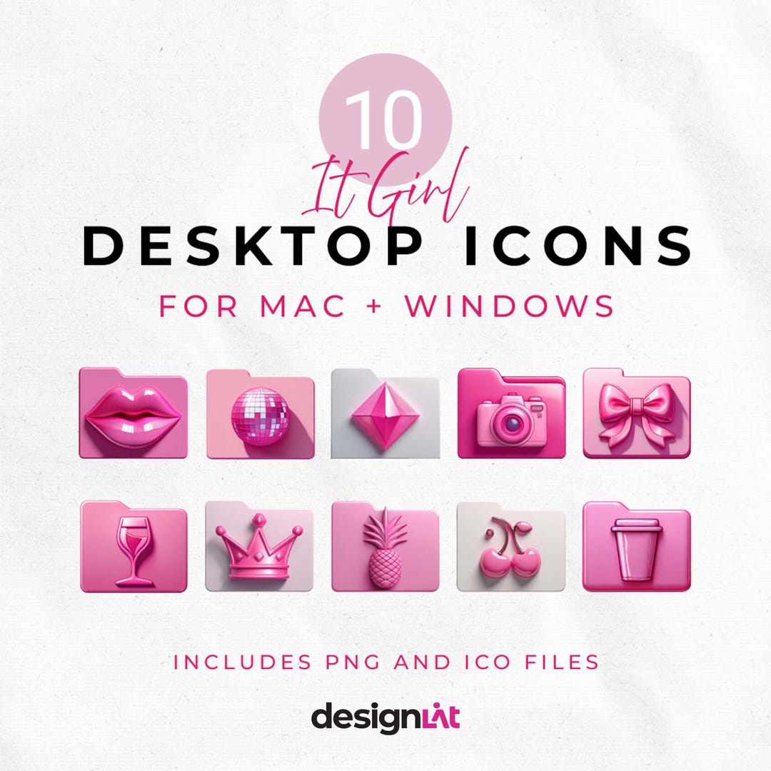 3D It Girl Aesthetic Folder Icons for Mac & Windows | 3D Soft Pink That ...
