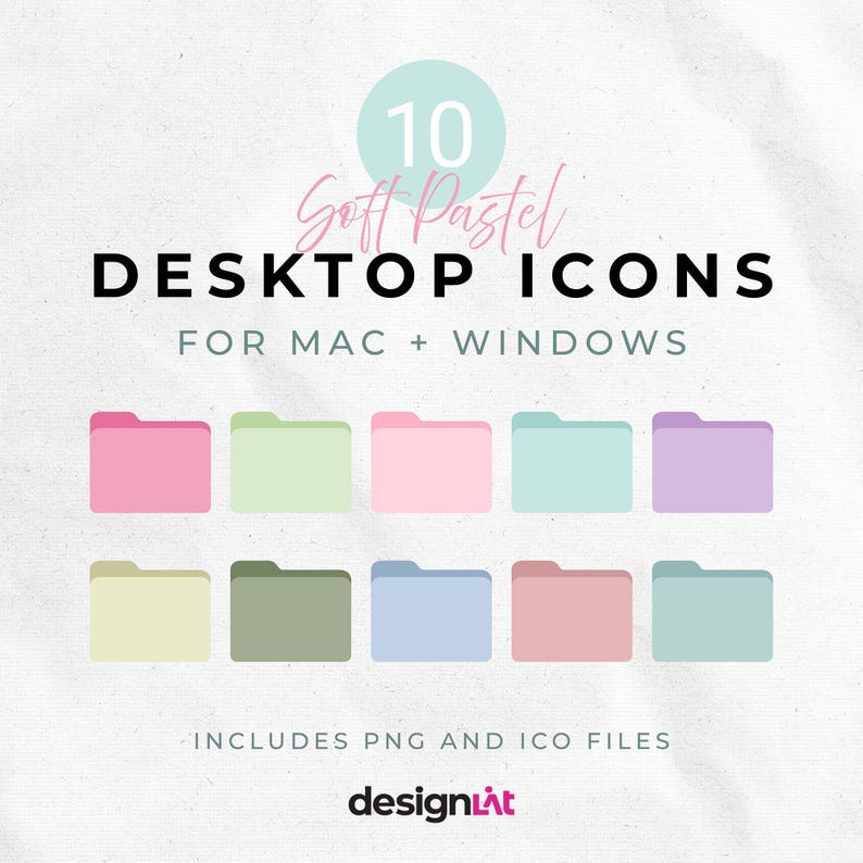 Soft Pastel Aesthetic Folder Icons for Mac & Windows | 10 Colorful ...