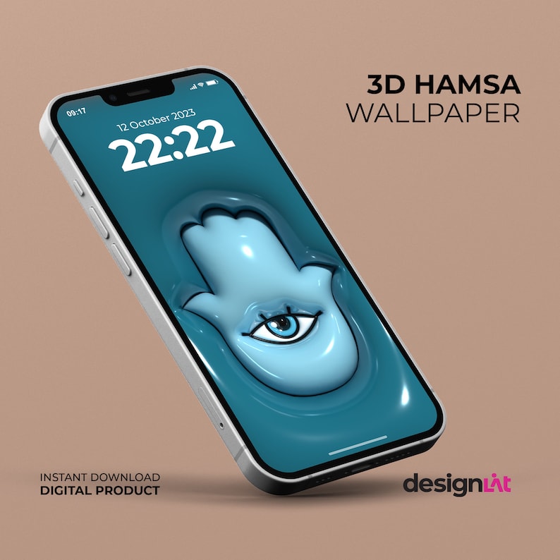 3D Hamsa Hand of Fatima Phone Wallpaper | 3D Aesthetic Evil Eye ...