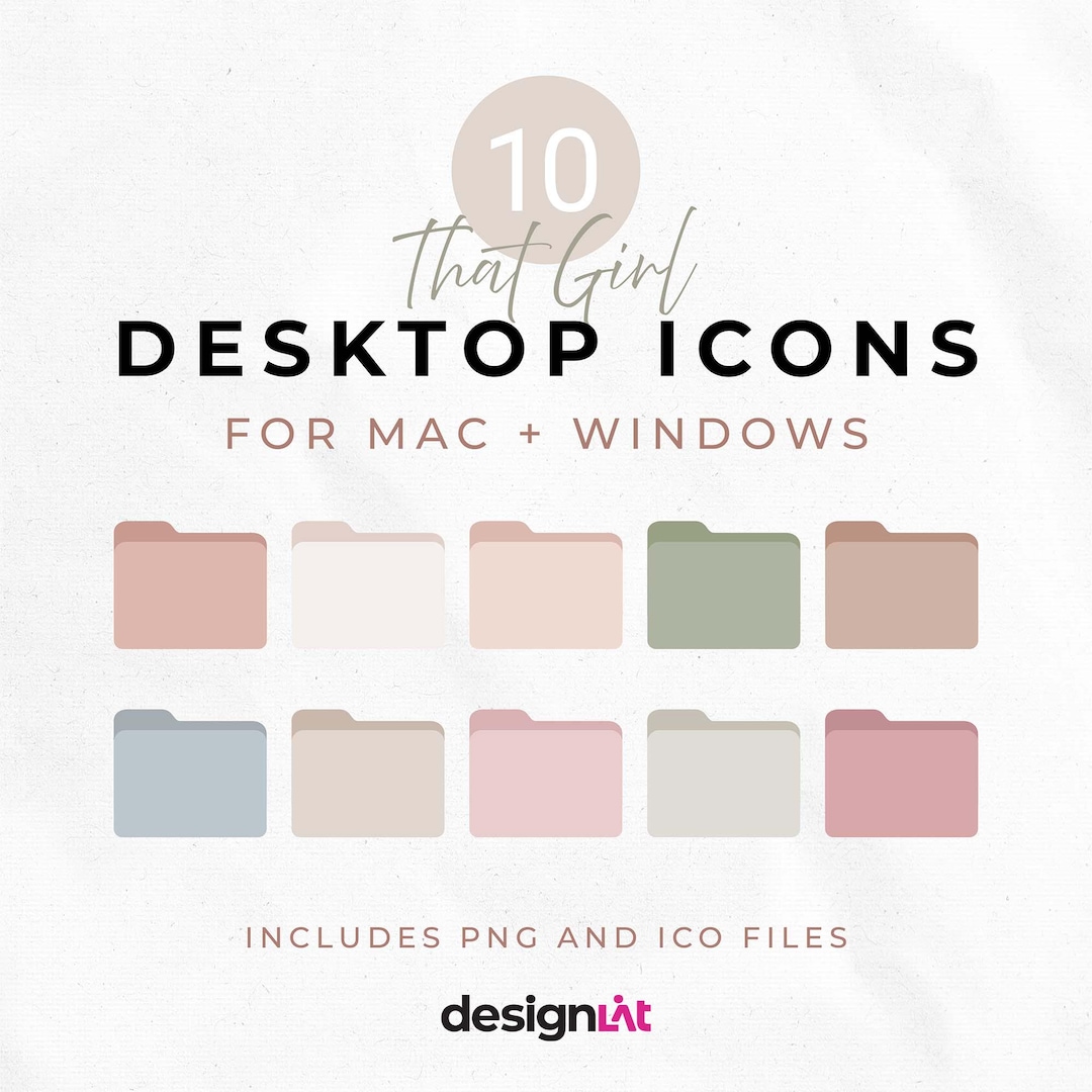 Aesthetic That Girl Folder Icons for Mac & Windows | 10 Soft Pastel ...