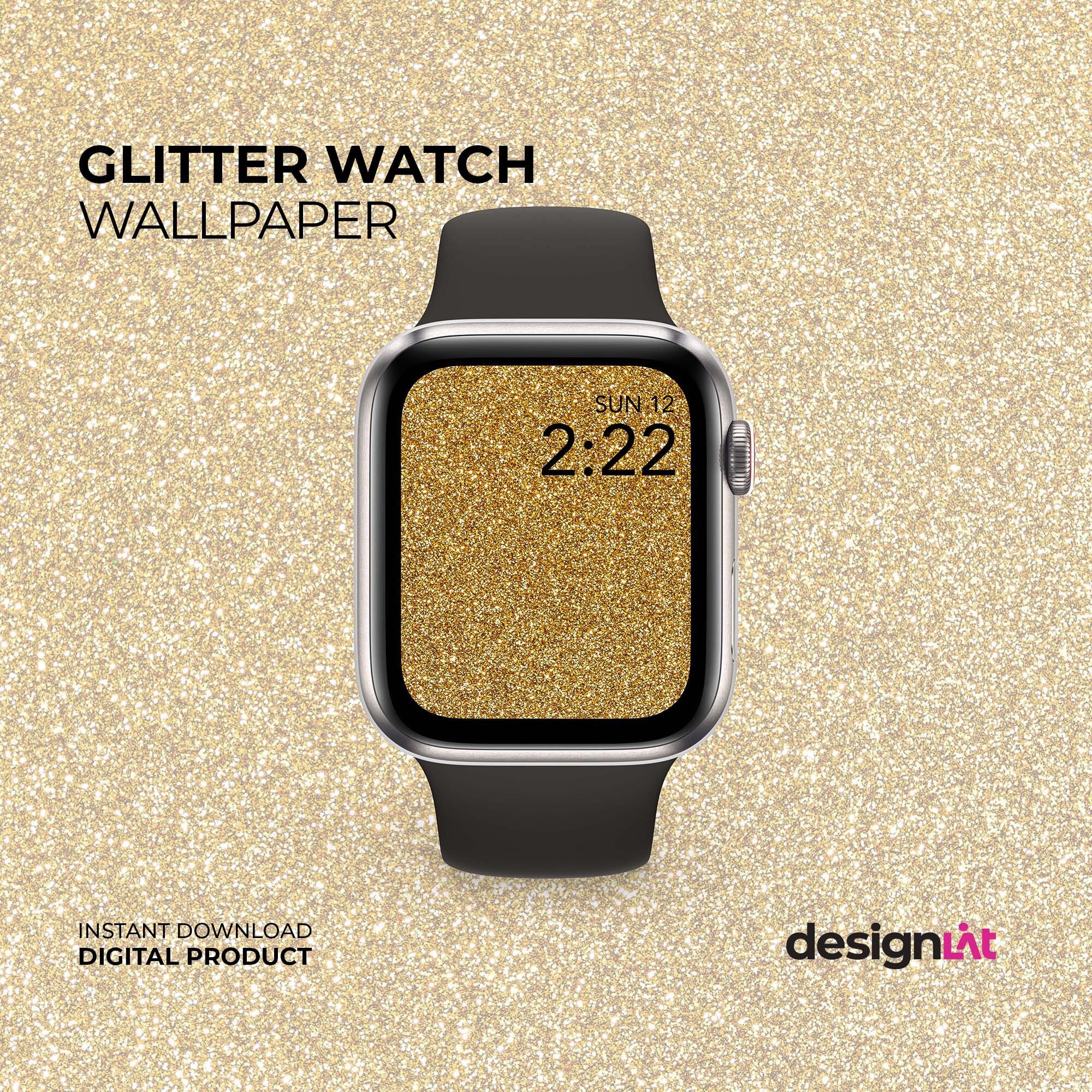 Gold Glitter Apple Watch Wallpaper | Christmas Smartwatch Background ...