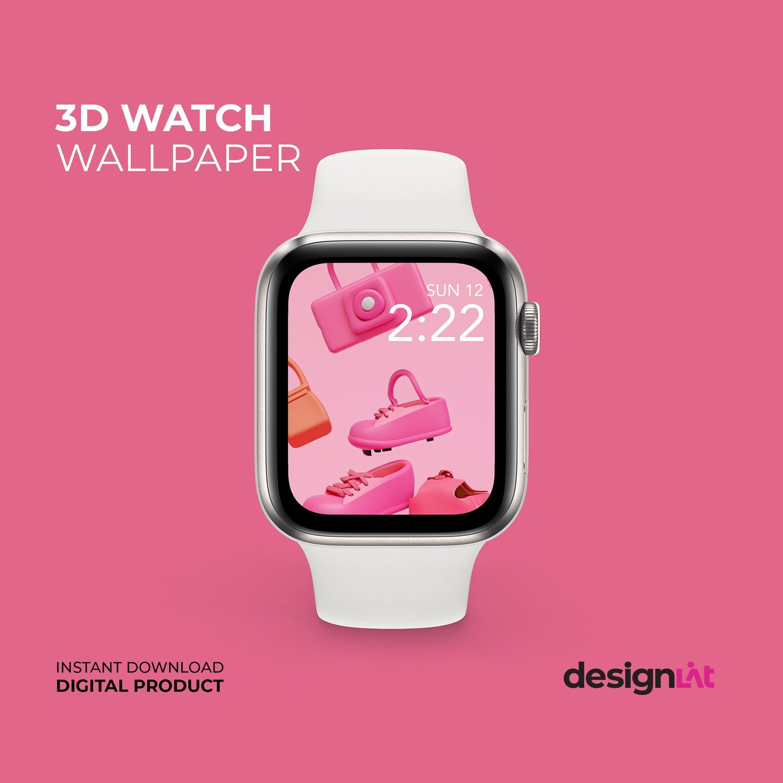 3D Pink Apple Watch Wallpaper 3D Smartwatch Background - Etsy