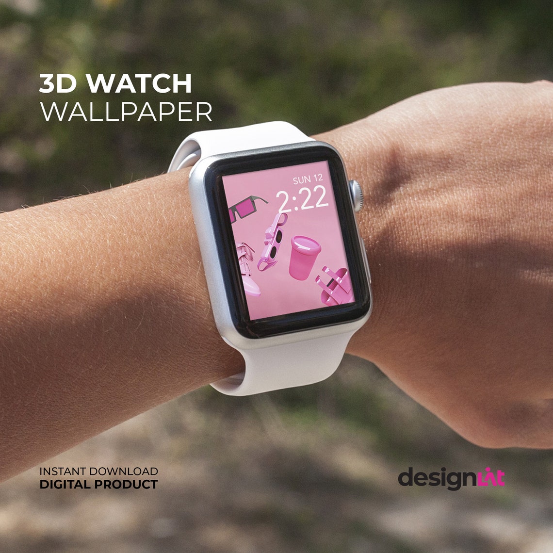 3D Pink Apple Watch Wallpaper | 3D Smartwatch Background | Lock Screen ...