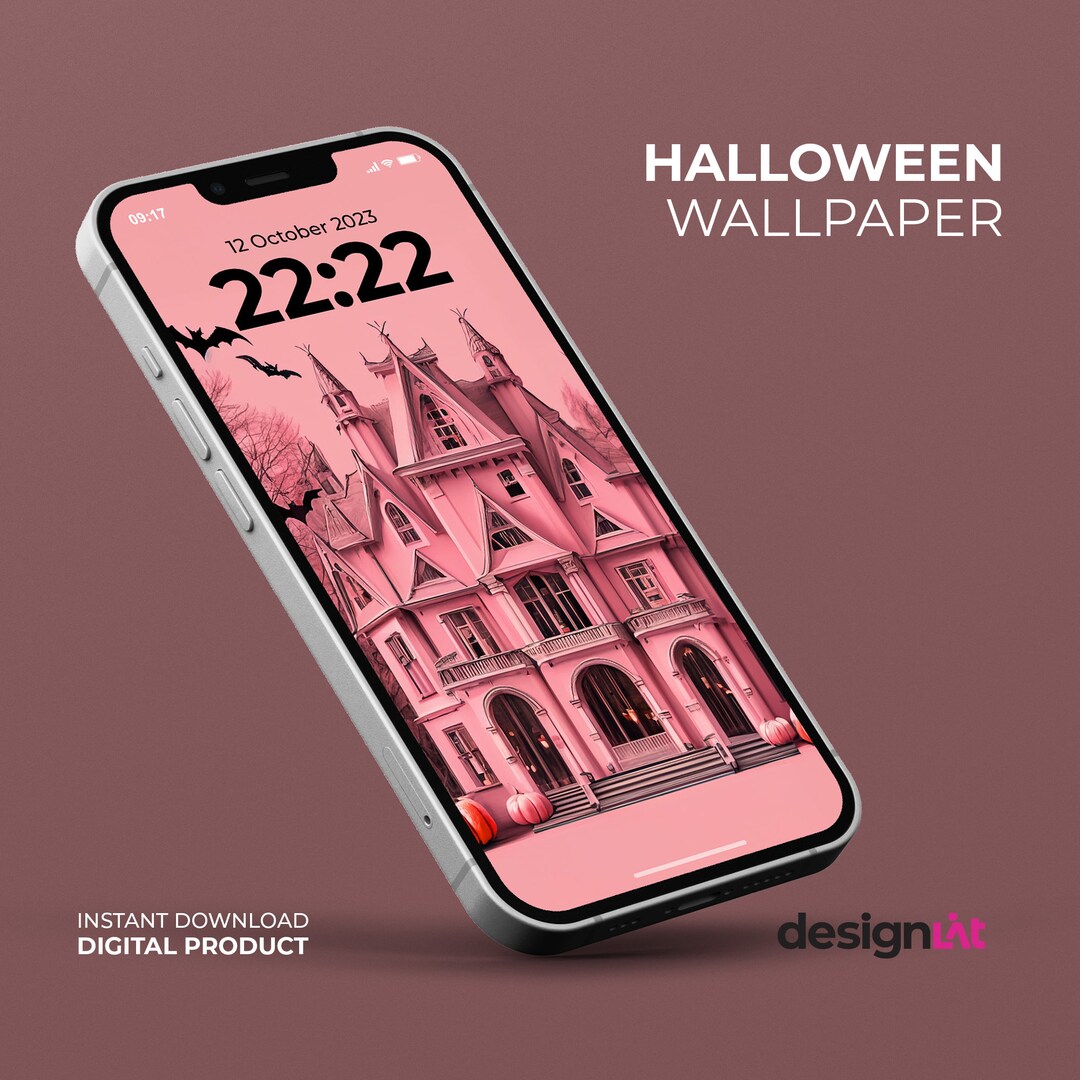 Halloween Season Spooky Pink Gothic Mansion Witch Phone Wallpaper, Lock ...