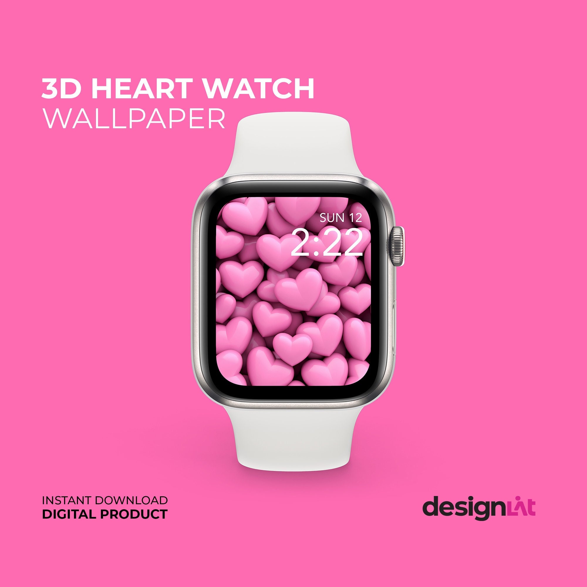 Pink Hearts Watch Wallpaper | Smartwatch Iwatch Background | Lock ...