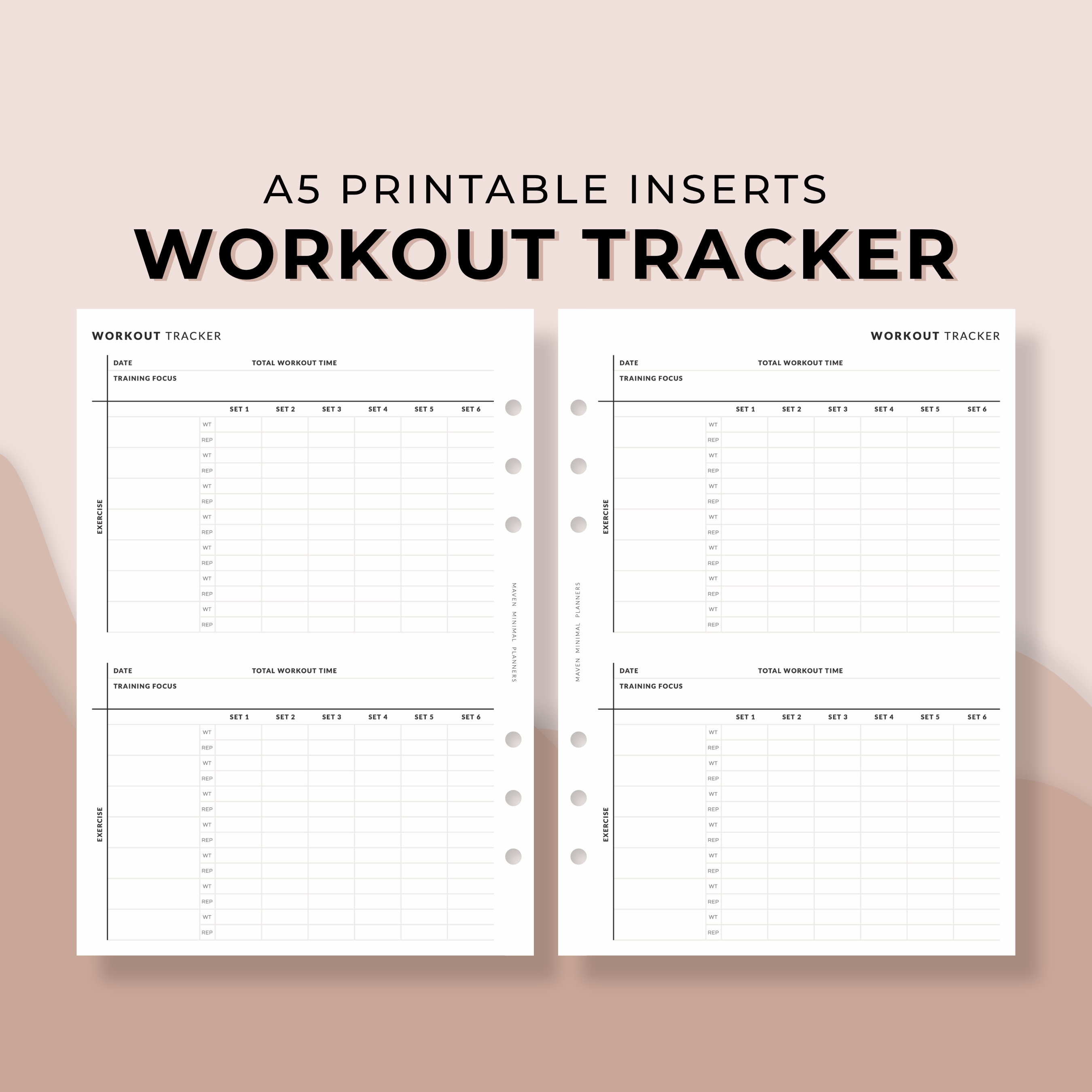 Workout Tracker A5 Printable Insert Fitness Strength - Etsy
