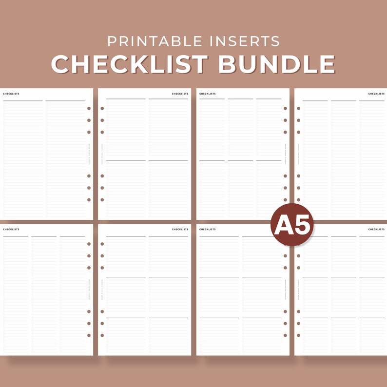 Complete Checklists Bundle A5 Printable Inserts for - Etsy