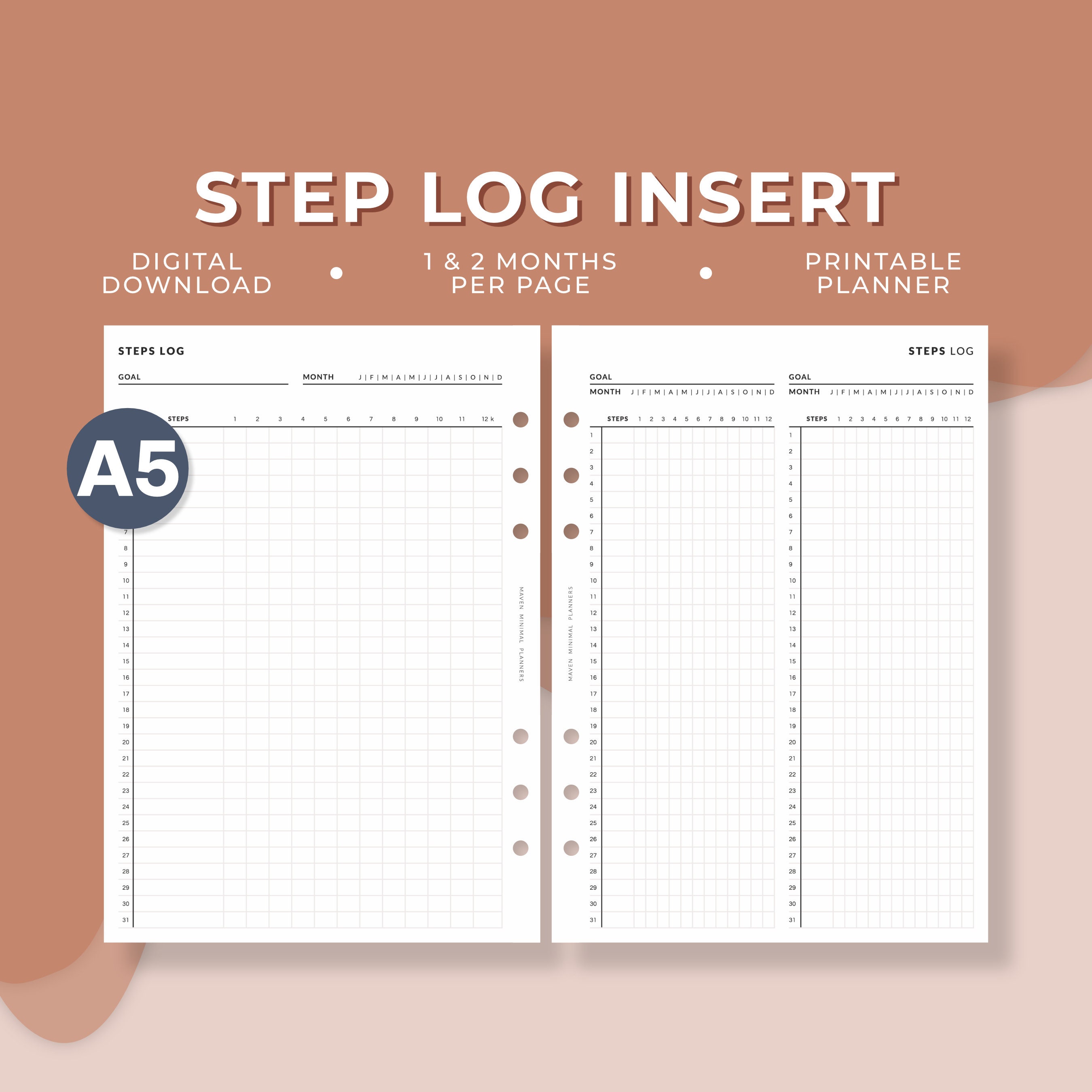 Step Log Printable Insert A5 Format Size Ringbound - Etsy