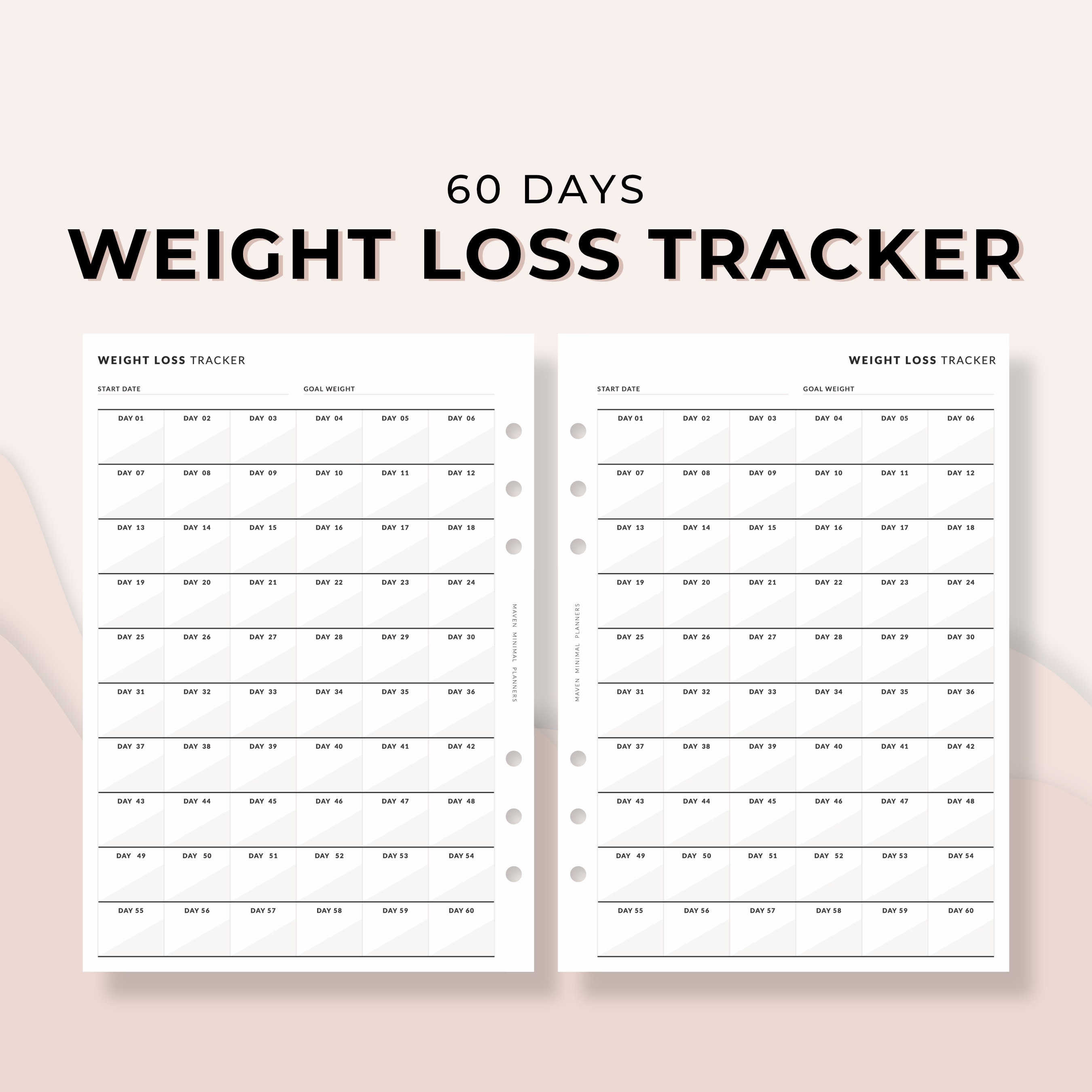 60 Days Weight Loss Tracker, Fitness Goals, Nutrition Diet, Health ...