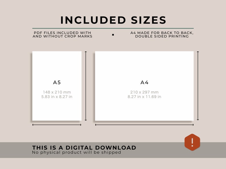 A5 Habit Tracker Printable Inserts Minimalist Planner Full Page Layout ...