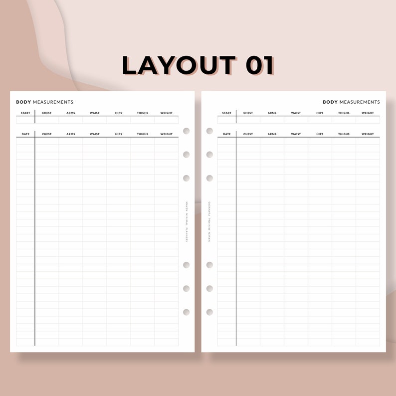 Body Measurements Tracker Printable Planner Inserts - Etsy