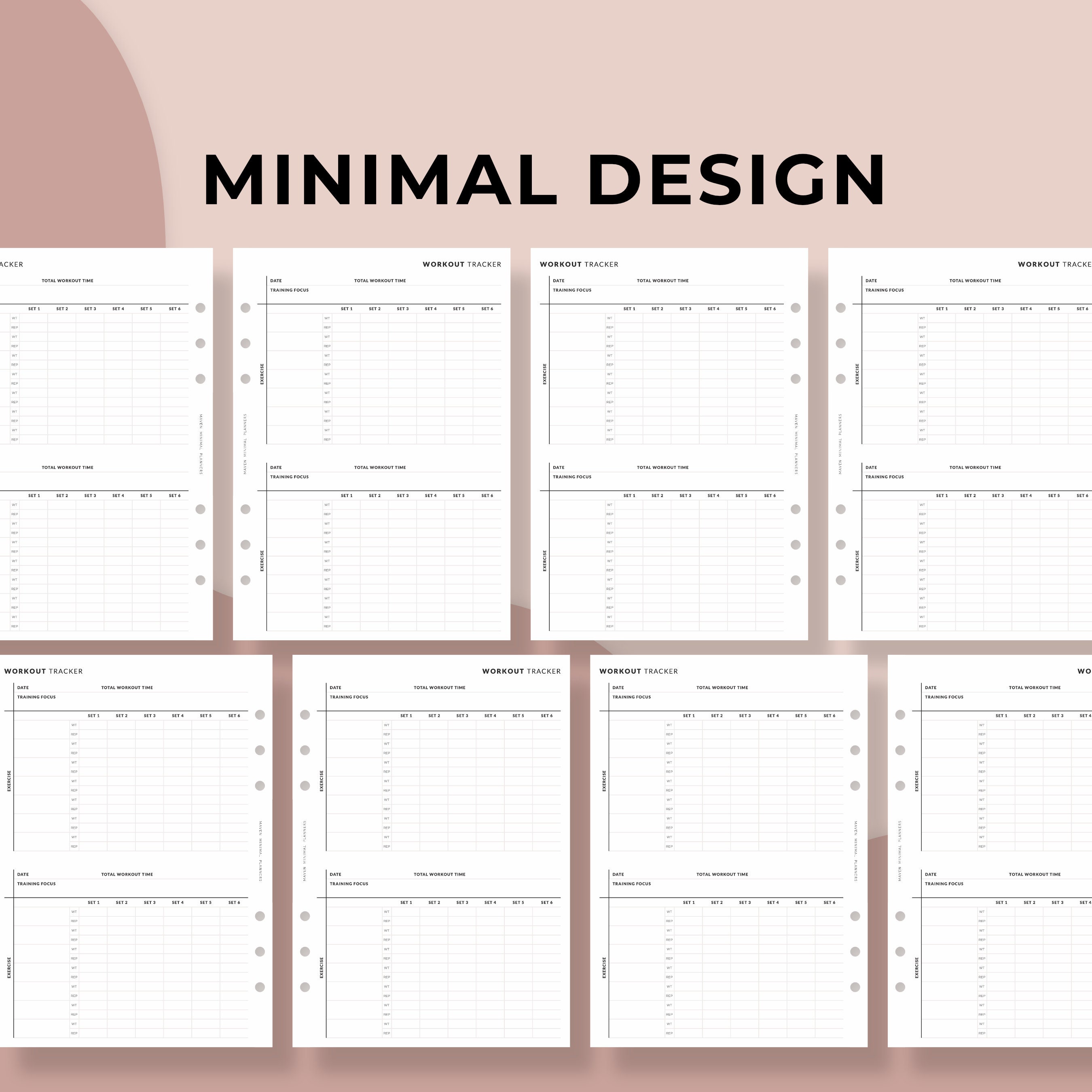 Workout Tracker, A5 Printable Insert, Fitness, Strength Training Log ...