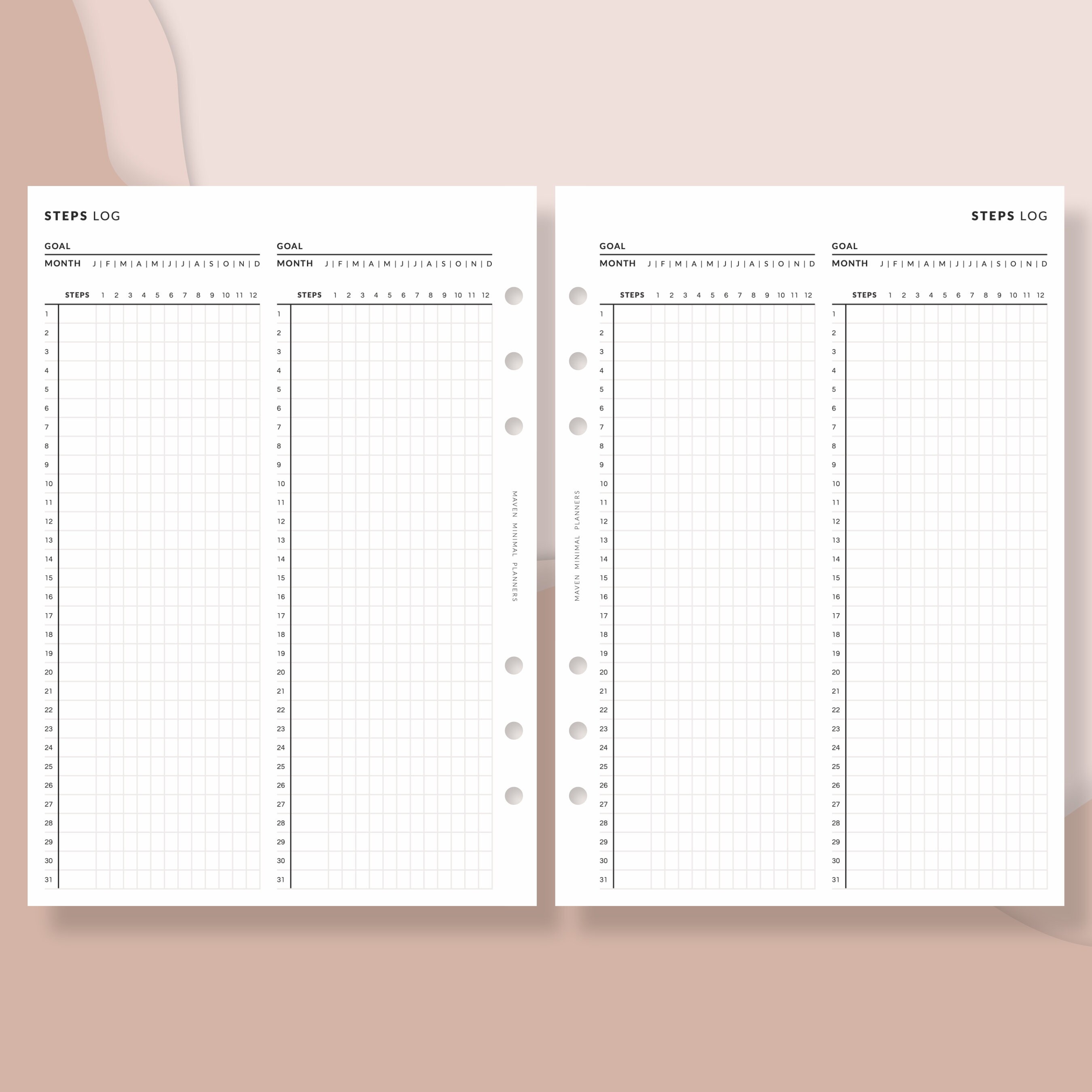 Step Log, Printable Insert, A5 Format Size, Ringbound Discbound, 1 / 2 ...