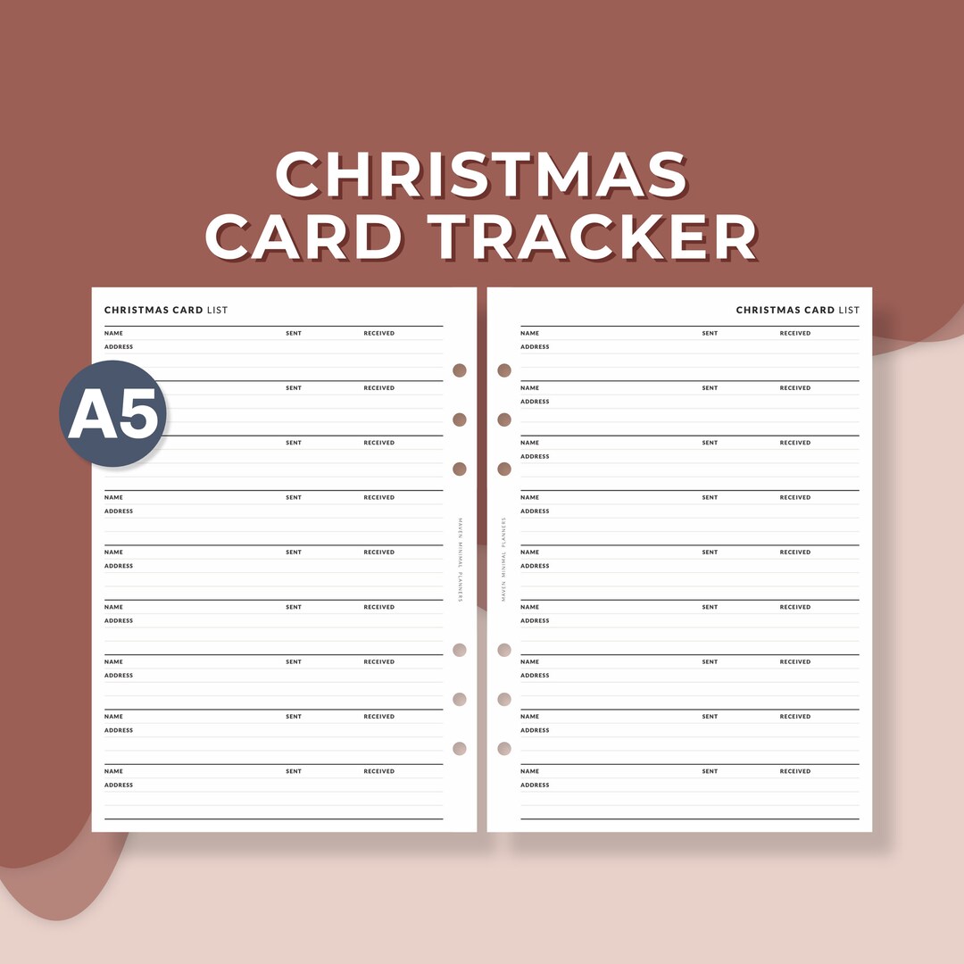 Christmas Cards List, Printable Planner Inserts, Ringbound Discbound ...