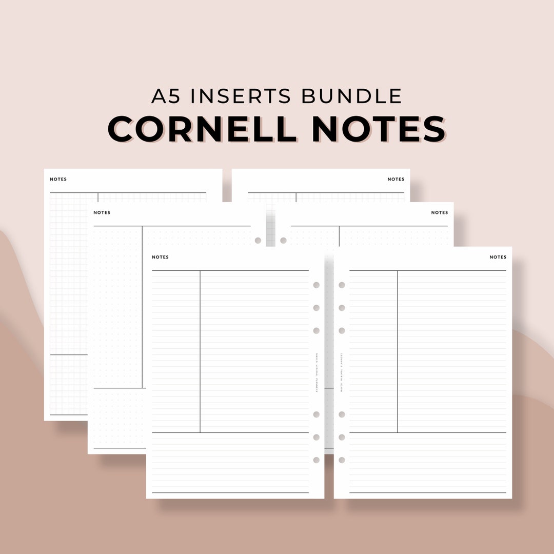 Cornell Notes, Complete Bundle, A5 Format, Printable Inserts, Lined ...