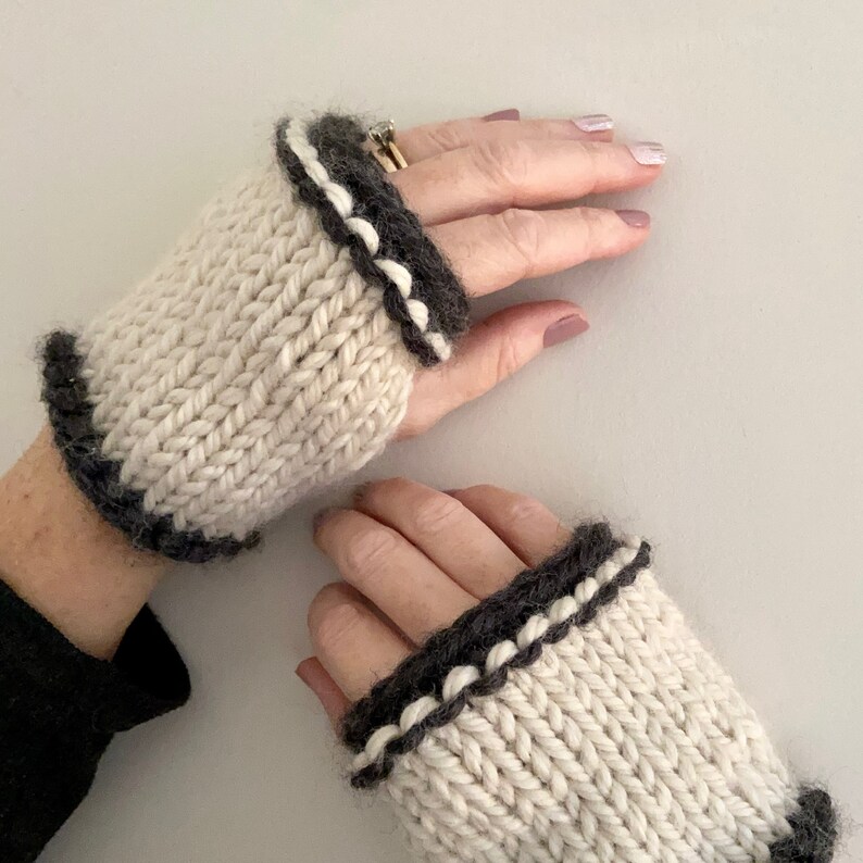 Fingerless Gloves, Handknit Mittens, Knit Work Gloves, Short Mitts ...