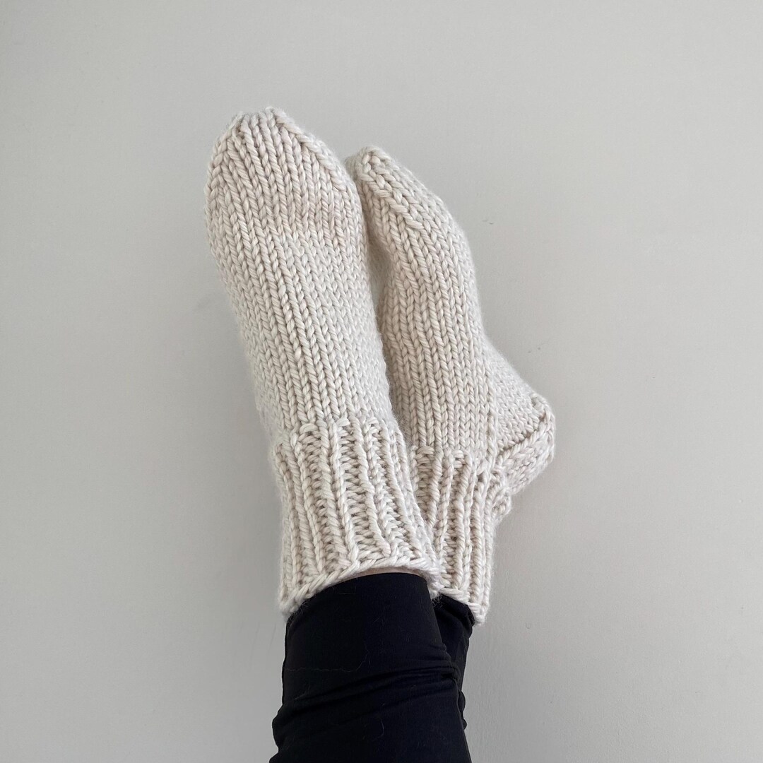 Basic Thick Simple Slipper Sock Cream Vanilla Bed Sock Morning Sock ...