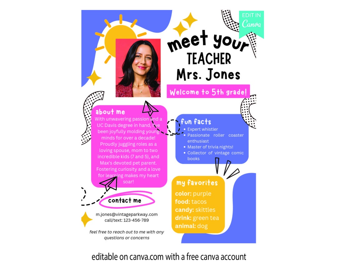 Meet the Teacher - Editable Template - Etsy