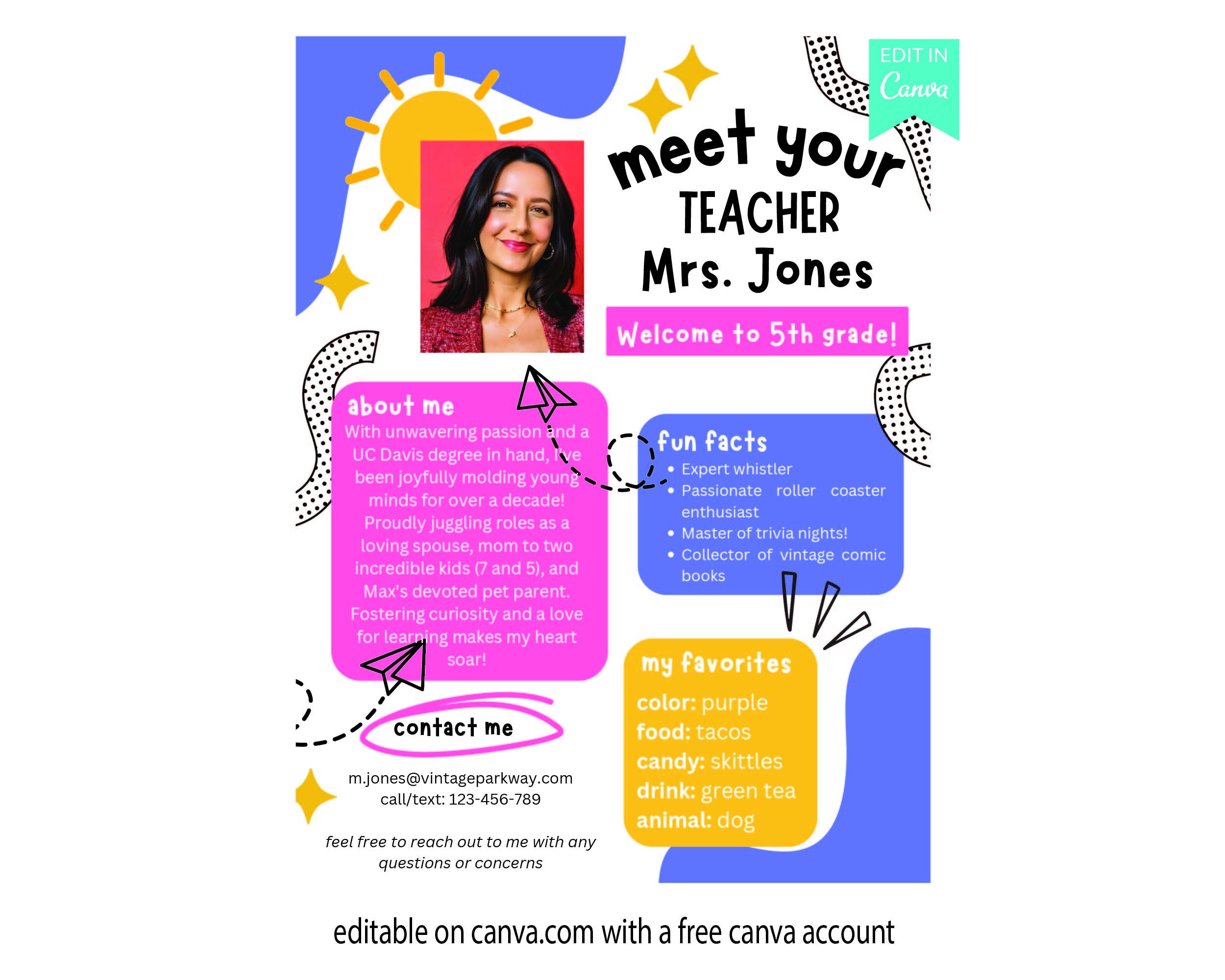 Meet the Teacher - Editable Template - Etsy
