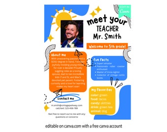 Meet the Teacher Editable Template Teacher Kindergarten Letter - Etsy