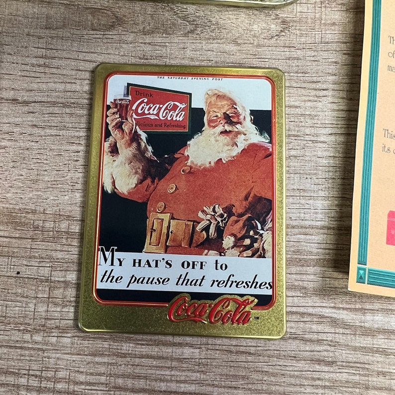 Vintage Coca-cola Santa Metal Trading Cards Collectors Tin - Etsy