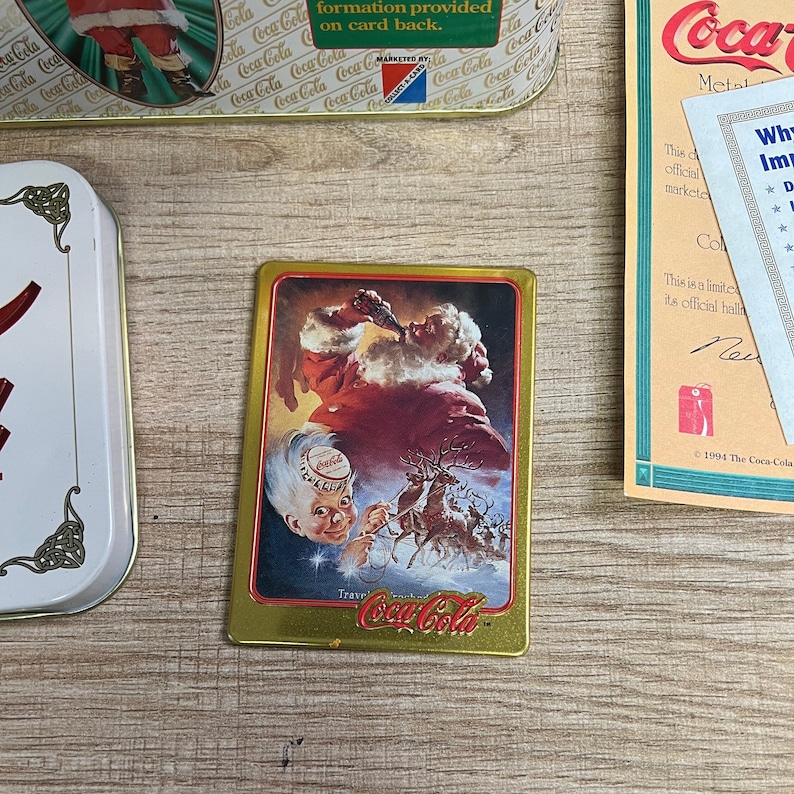 Vintage Coca-cola Santa Metal Trading Cards Collectors Tin - Etsy