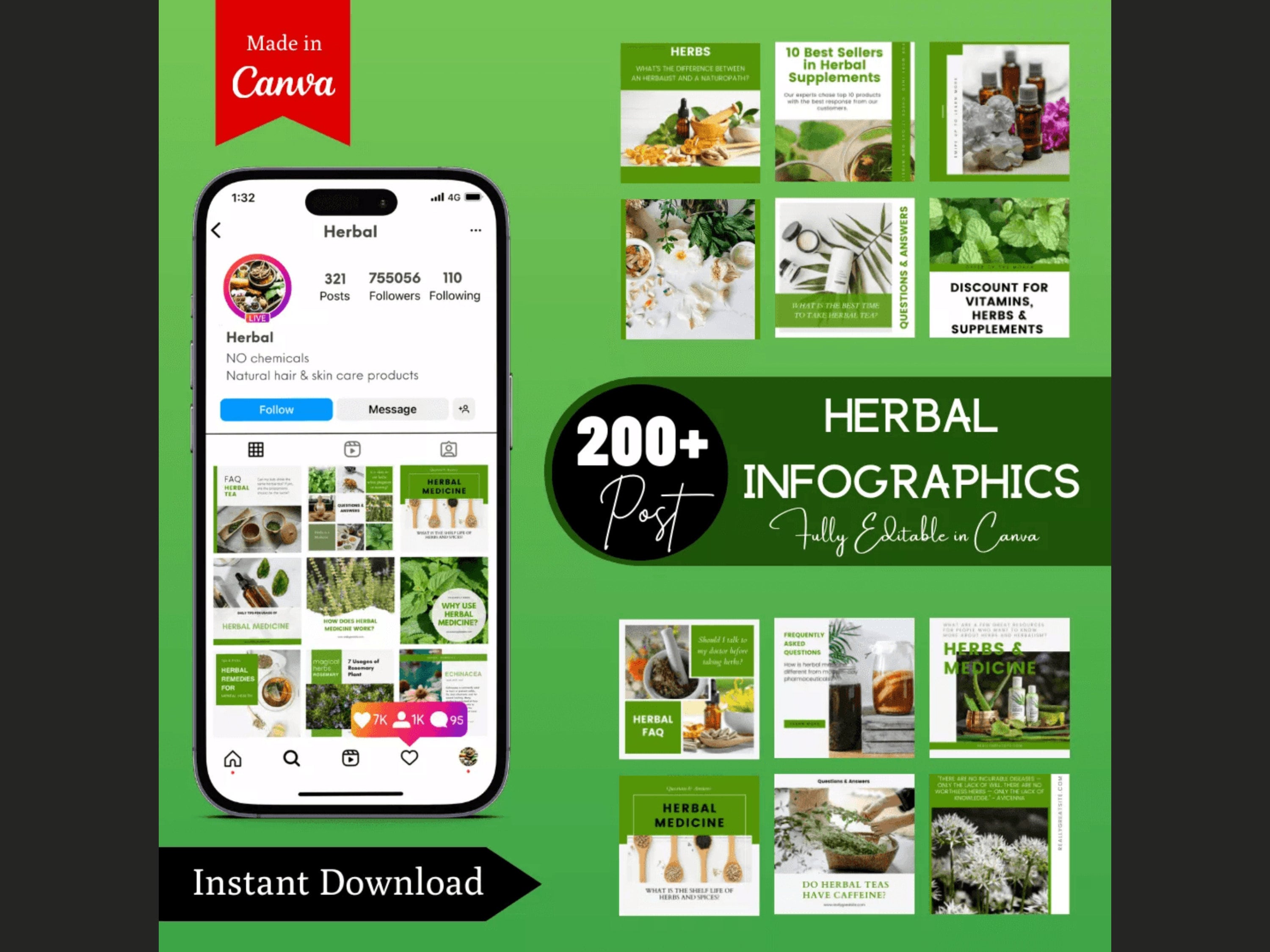 Herbal Social Media Template Herbal Remedy Infographic Instagram ...