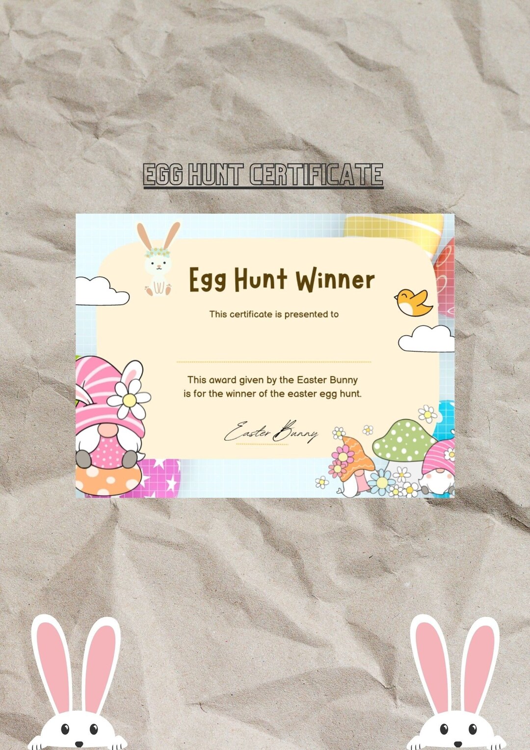 Easter Bunny Certificate Printable, Easter Egg Hunt Cerificate ...