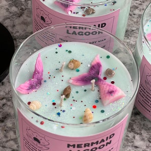 Mermaid Lagoon 100% Natural Wax 14oz Sea Salt & Palm 3 Wick Candle Sea ...