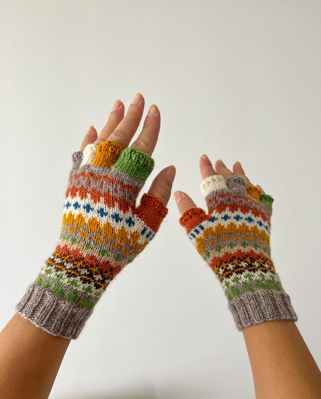 Hand Knitted Fair Isle Mitten, Alpaca Wool Mitten,women Hand Warmer ...