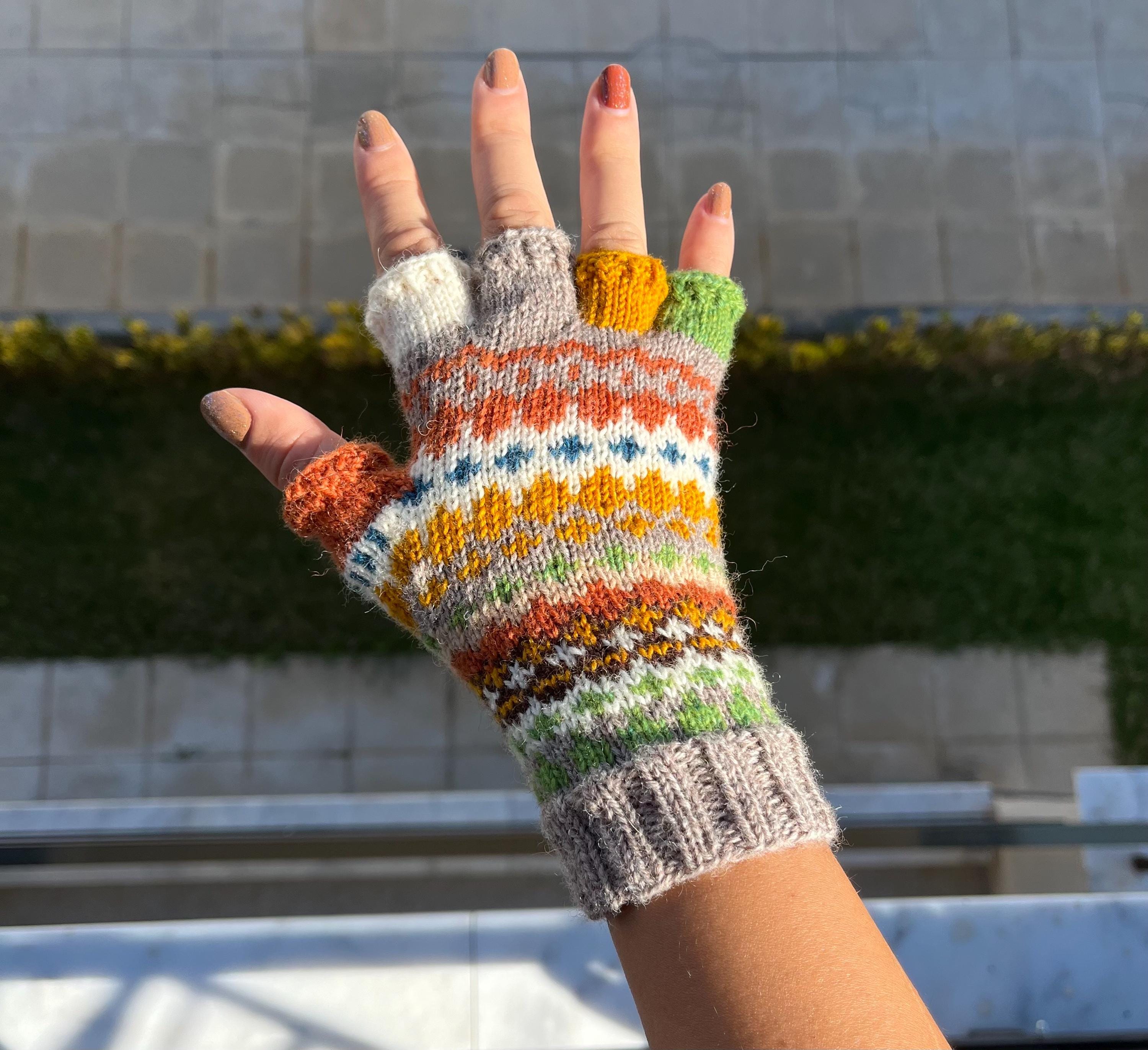Hand Knitted Fair Isle Mitten, Alpaca Wool Mitten,women Hand Warmer ...