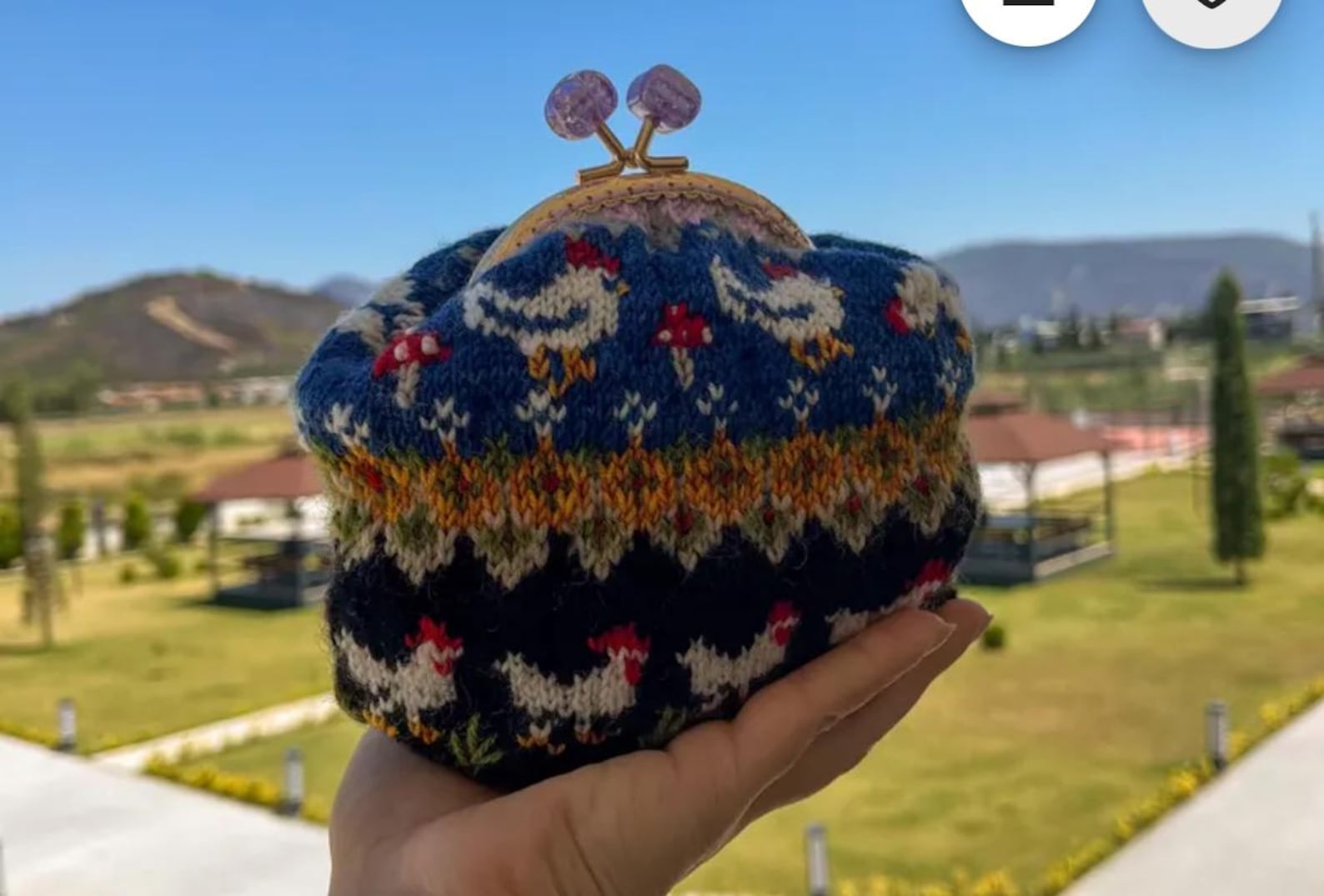 Henhouse Knitted Pouch Pattern - Colorful Knitted Bag With Chicken ...