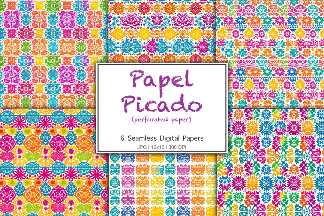 Papel Picado Digital Paper, Papel Picado Seamless Pattern, Papel Picado ...