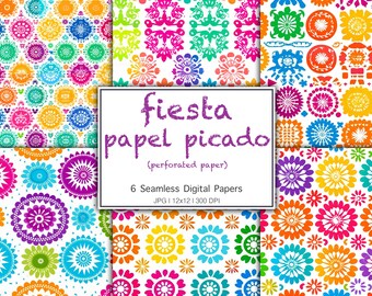 Papel Picado Digital Paper, Papel Picado Seamless Pattern, Papel Picado ...