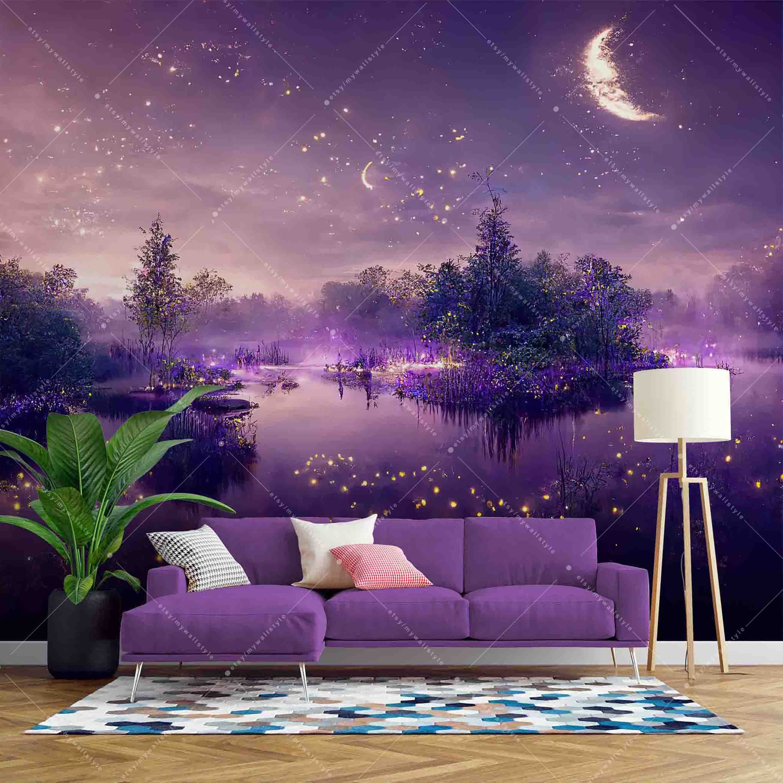 Purple Heaven, Unique Wallpaper, Removeable, Luxury Wallpaper, Large ...