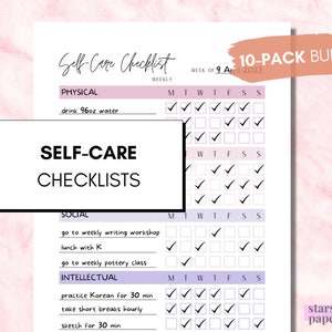 Self-care Checklist Bundle for Daily Mindfulness, Mental Health ...