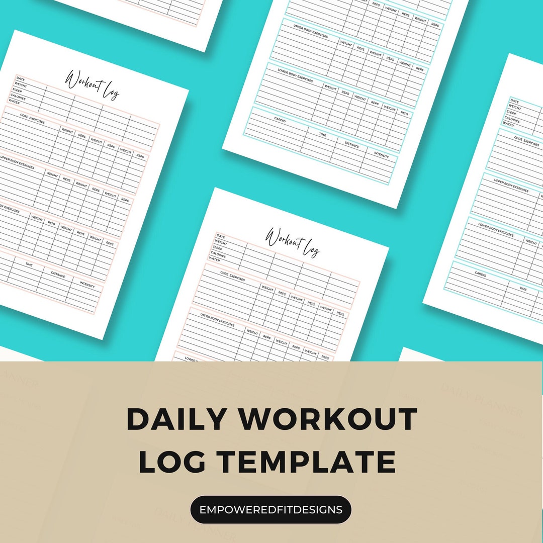 Printable Workout Planner Template, Print at Home, Daily Exercise Log ...