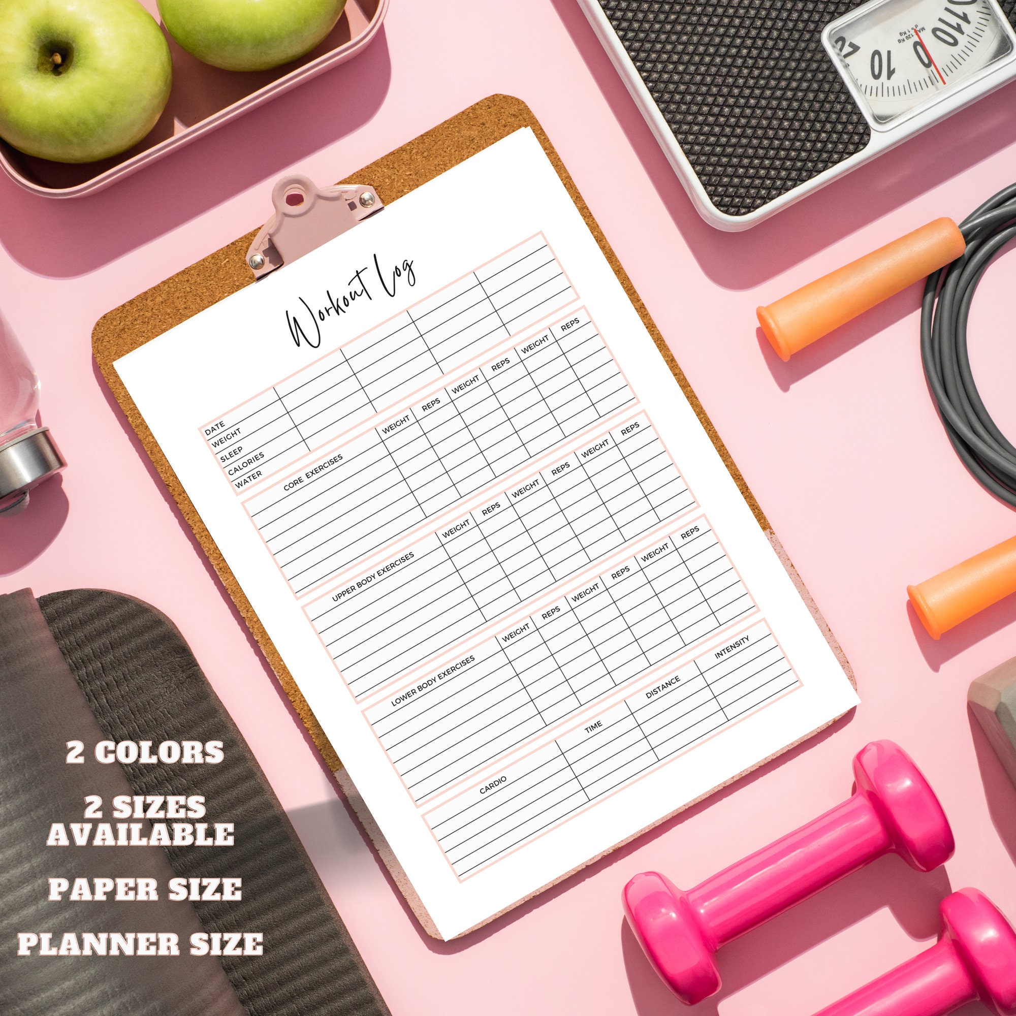 Printable Workout Planner Template, Print at Home, Daily Exercise Log ...