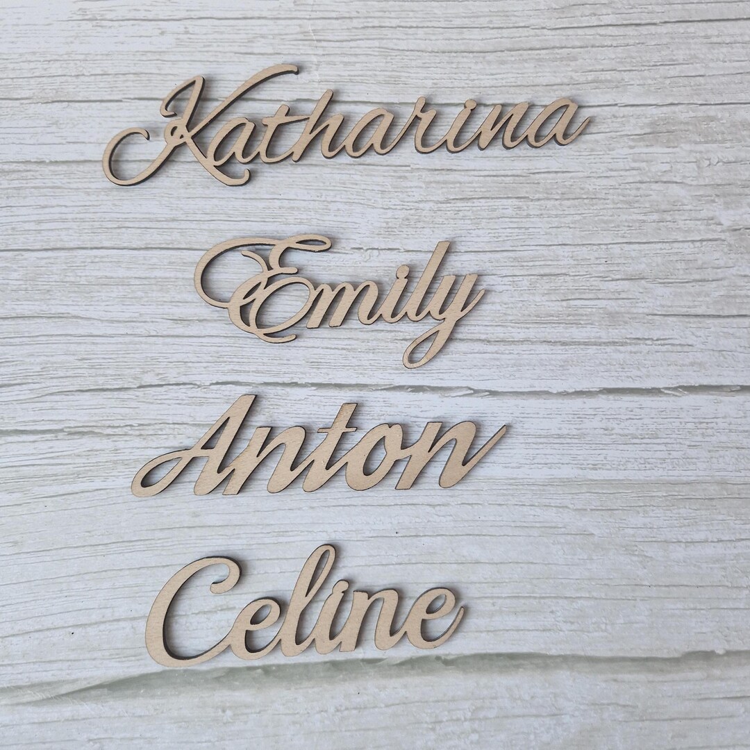 Wooden Table Names - Laser-cut Nameplate for Children's Rooms, Weddings ...