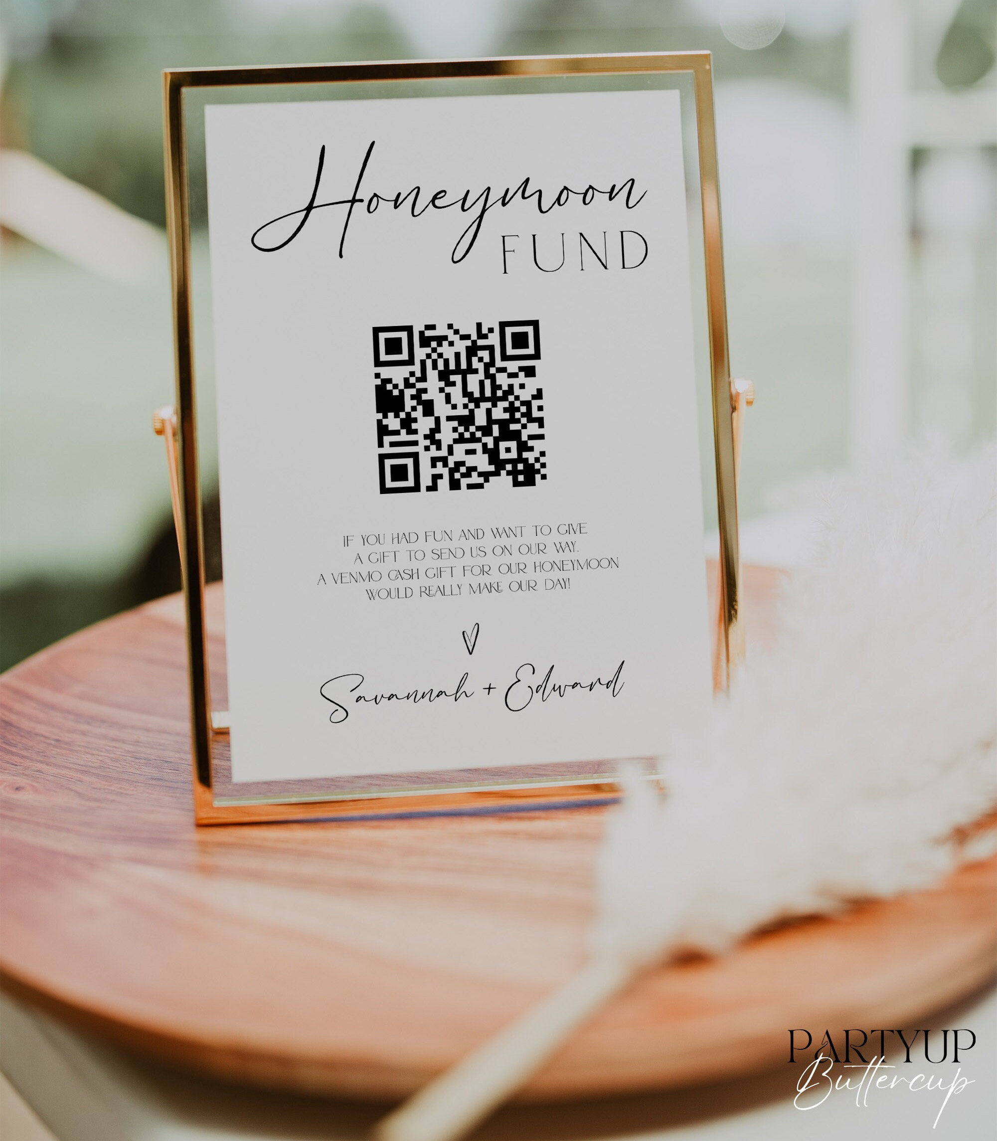 Honeymoon Fund QR Code Sign, Wedding Honeymoon Fund Sign, Venmo QR Code ...