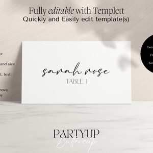 Minimal Place Card Template, Table Name Cards, Table Name Tags ...
