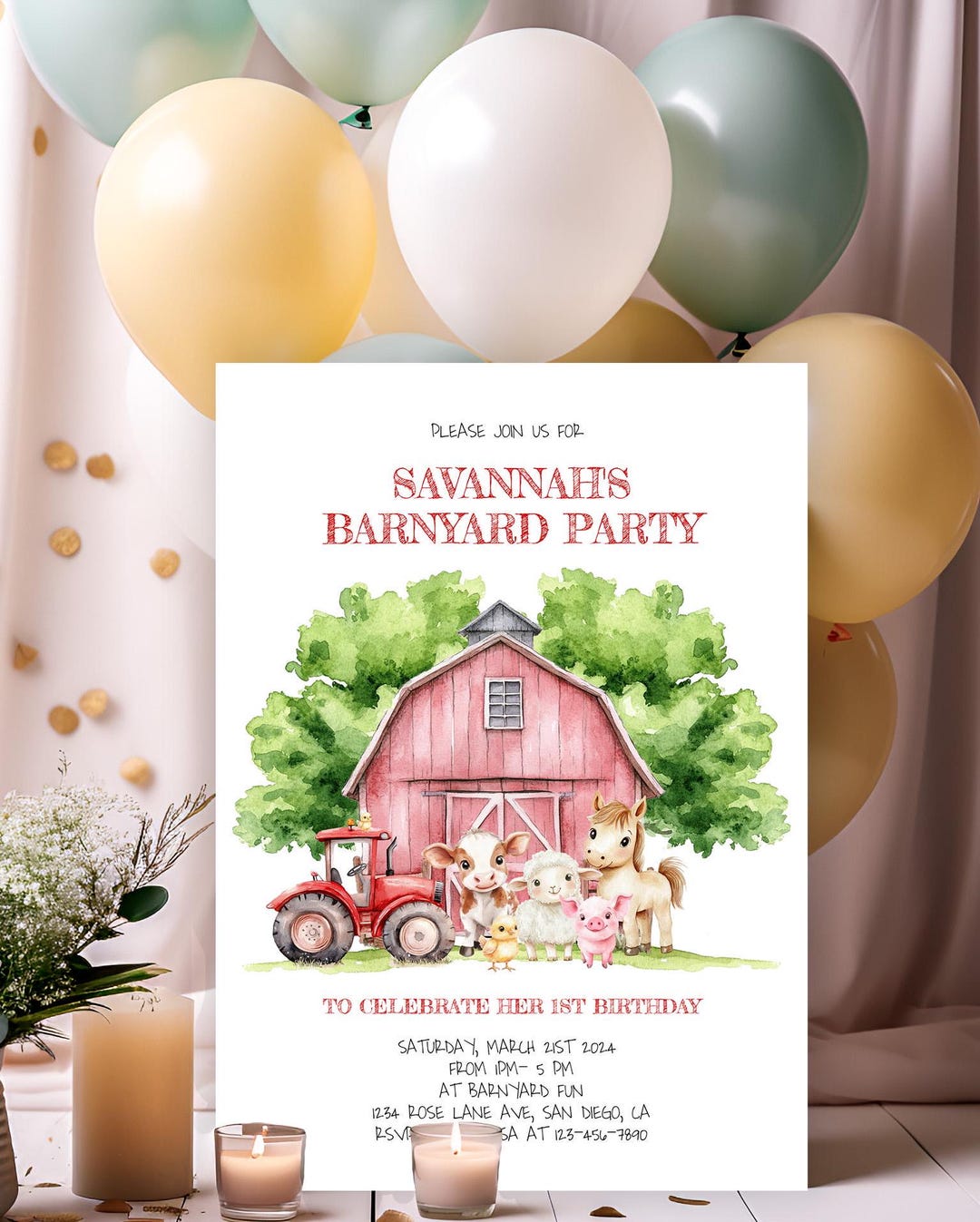 EDITABLE Farm Birthday Invitation, Party Animals Invite Template, Ranch ...