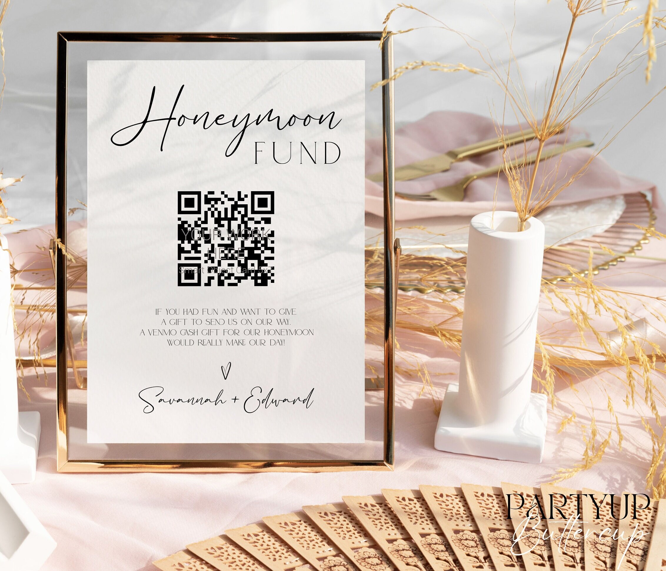 Honeymoon Fund QR Code Sign, Wedding Honeymoon Fund Sign, Venmo QR Code ...