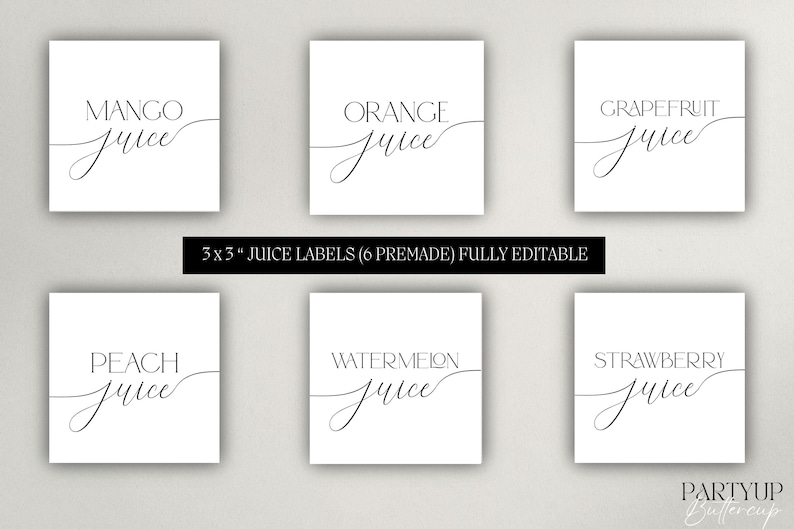 Mimosa Bar Juice Tags: Minimalist Printable Sign (instant Download) - Etsy