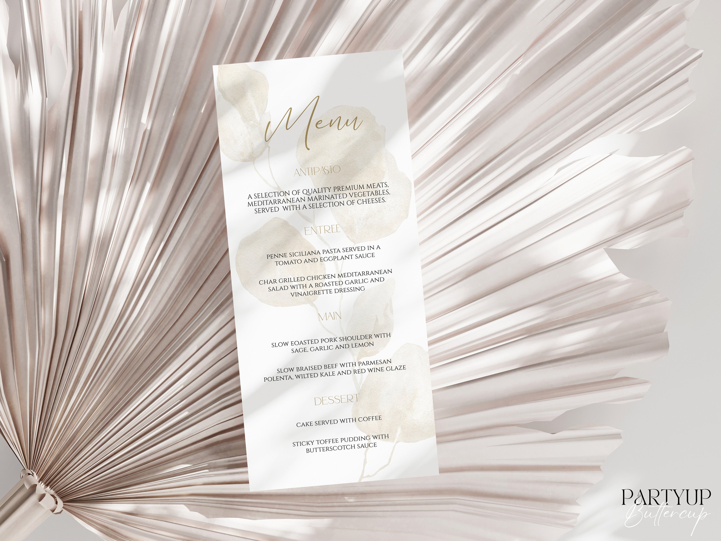 Gold Menu Template, Beige Baptism Menu, Modern Menu Printable ...